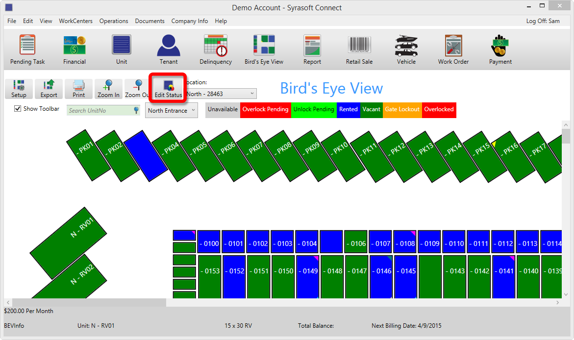 Modify Unit Statuses Syrasoft